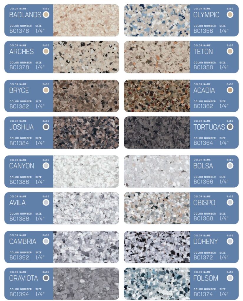 Salt Lake City Epoxy Flake Colors | Hard Rock Concrete Coatings